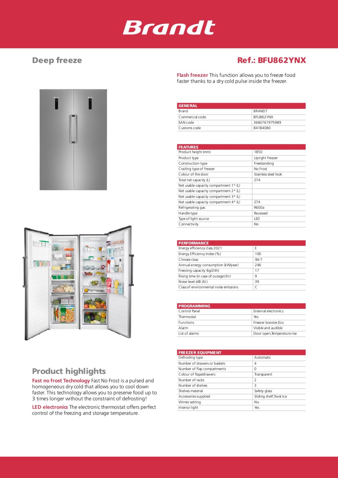 Brandt Package Fridge Freezer BFL/BFU862 – HoeHuat